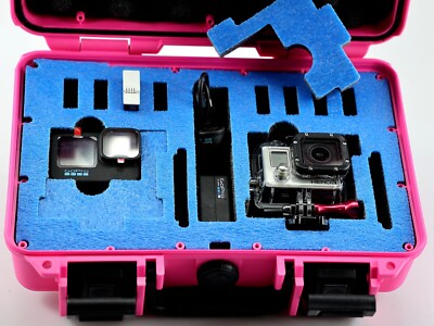 Pink Armourcae 909 case +Precut Blue Top 2 GoPro Hero 12 11 10 Nanuk ...