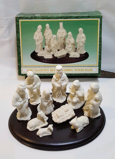 Jade Collection 11 Piece Nativity Set Including Wood Base Christmas ...