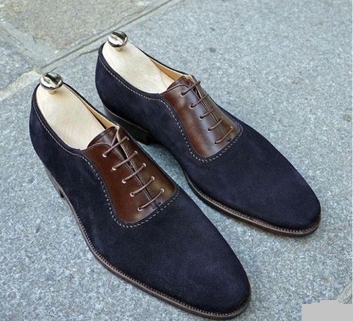 Men spectator shoes, Men Two tone formal shoes, Men brown and blue ...