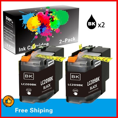 2 Black ink LC209 LC209XXL Ink Cartridge for Brother MFC-J5520DW ...