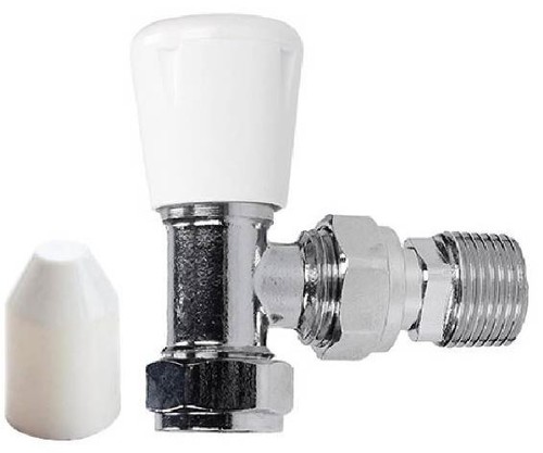 Chrome 15mm Angled Radiator Valve Lockshield With Drain Off 1/2" or 3/4 ...