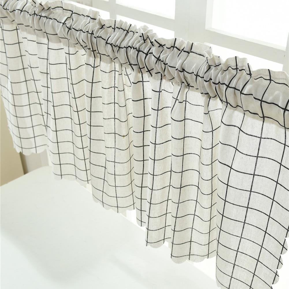 2pcs Short Curtain Shading Home Decor for Window Screen (White Grid) | eBay