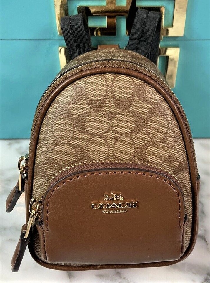COACH 'MINI Court Signature Canvas Backpack' Unisex Keychain Charm ...