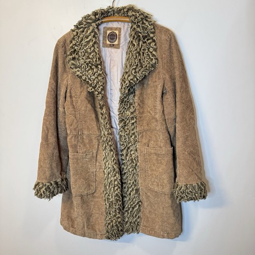 Vtg Y2K Penny Lane Coat Corduroy Faux Fur Jacket Size L Boho Hippie 70s ...