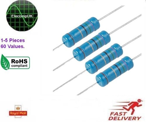 3 Watt Metal Film Resistors. 60 Values. 0.1 Ohm 820k Ohms. 1-5 Pcs ...