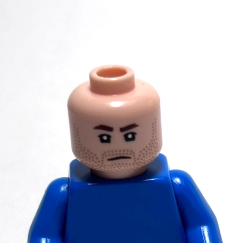 Lego - Minifigure Head - Dual Sided - Light Skin, Stubble Beard, Frown ...