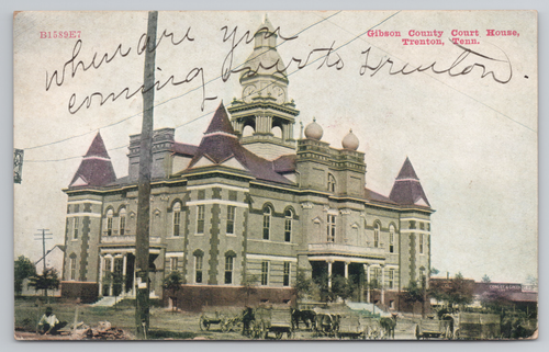 Trenton TN Gibson County Court House Tennessee ZIM Postcard Horse ...