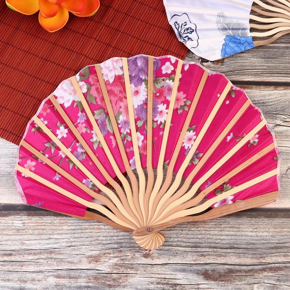 2 Pcs Wedding Decor Decorative Fans Japanese Style Foldable Fabric Hand ...