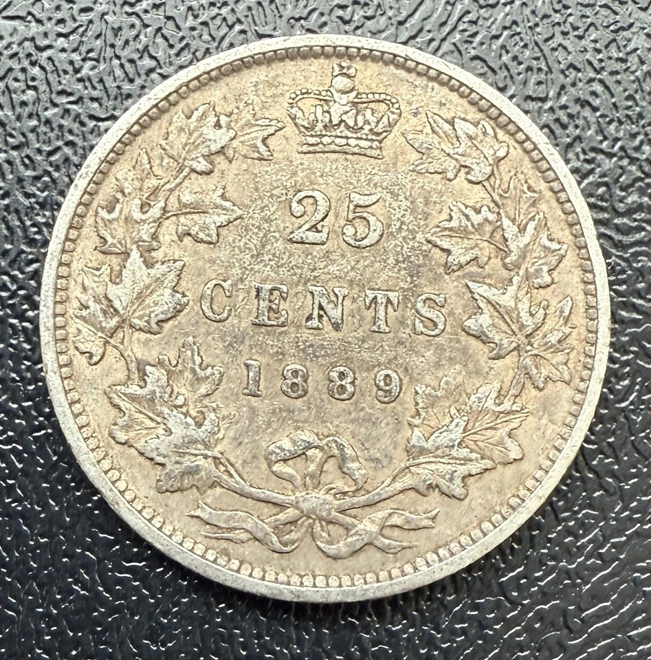 1889 Canada 25 Cents VF/EF Key Date Problem Free Silver Victorian Coin ...