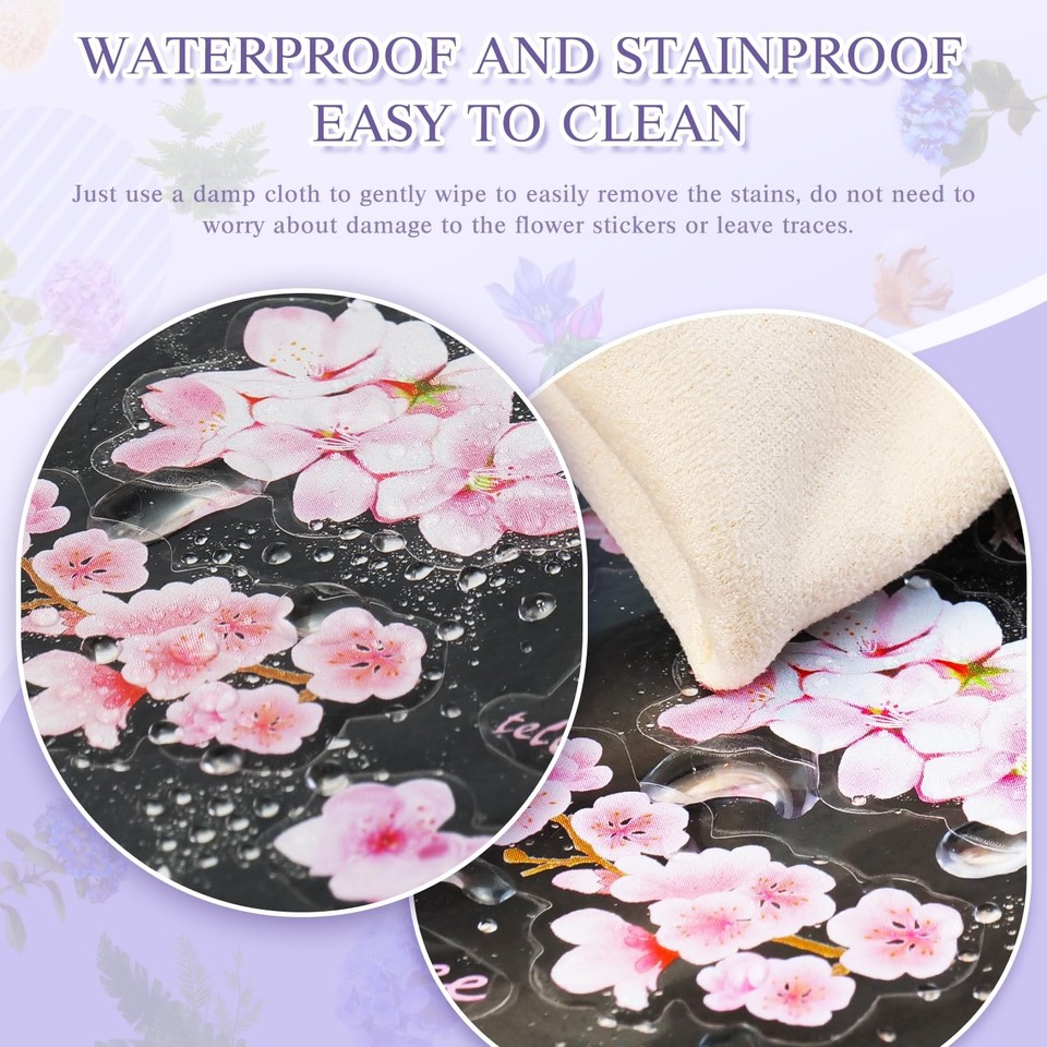 160Pcs Natural Flower Stickers for Scrapbooking,Self-Adhesive Pink ...