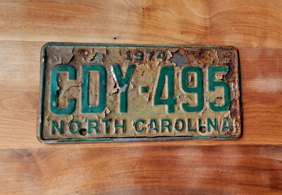 Vintage 1974 North Carolina Dealer License Plate CDY - 495 | eBay
