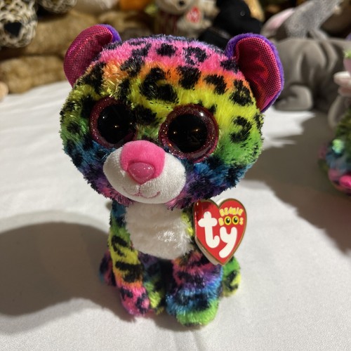 New ️ Ty Silk Beanie Boos 6" DOTTY Rainbow Leopard Print Plush BIG ...