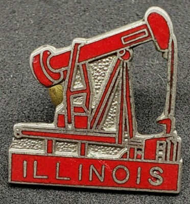 VINTAGE ILLINOIS ENAMELED OIL FIELD PIN PINBACK GOOD DETAIL MADE BY ...