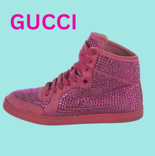 Gucci Woman’s High Top Rhinestone Sneaker Crystal Pink Size 7 37 | eBay