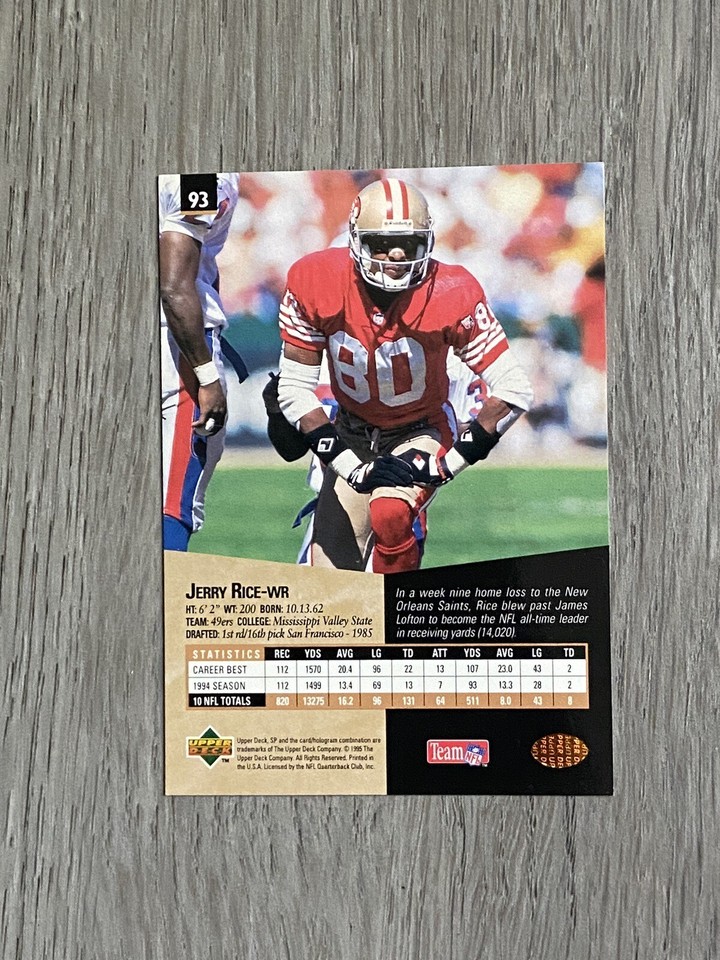 1995 NFL Upper Deck SP | Jerry Rice | #93 | San Francisco 49ers | eBay