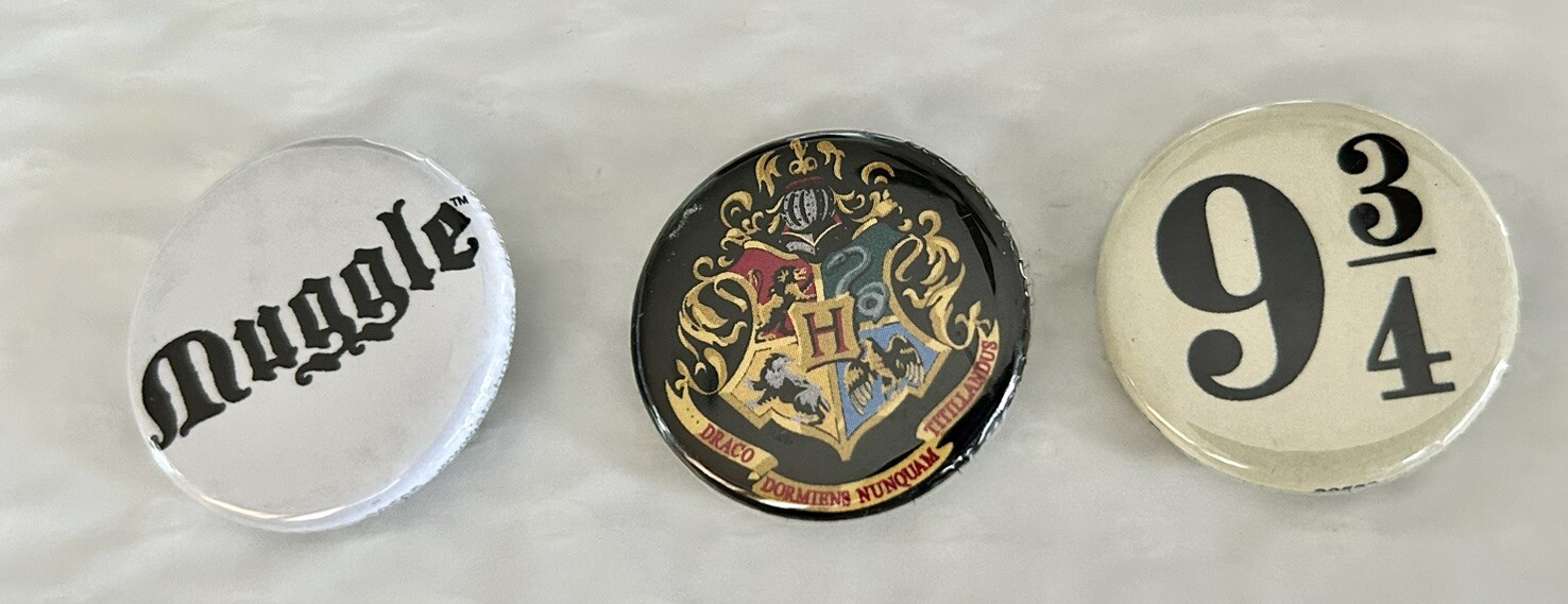 Lot Of 3 Harry Potter Pinbacks - muggle Hogwarts And 9 3/4 | eBay
