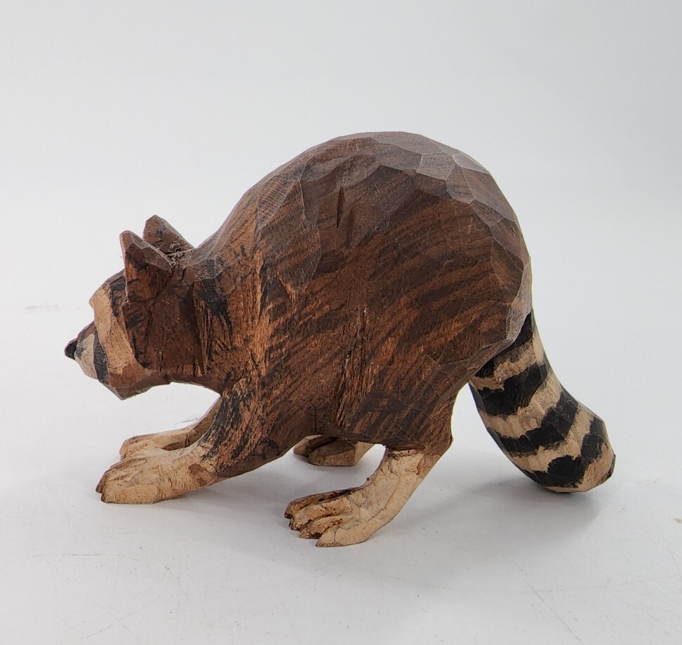 S. Arthur Shoemaker Wood Hand Carved Raccoon '97 Carving Folk Art ...