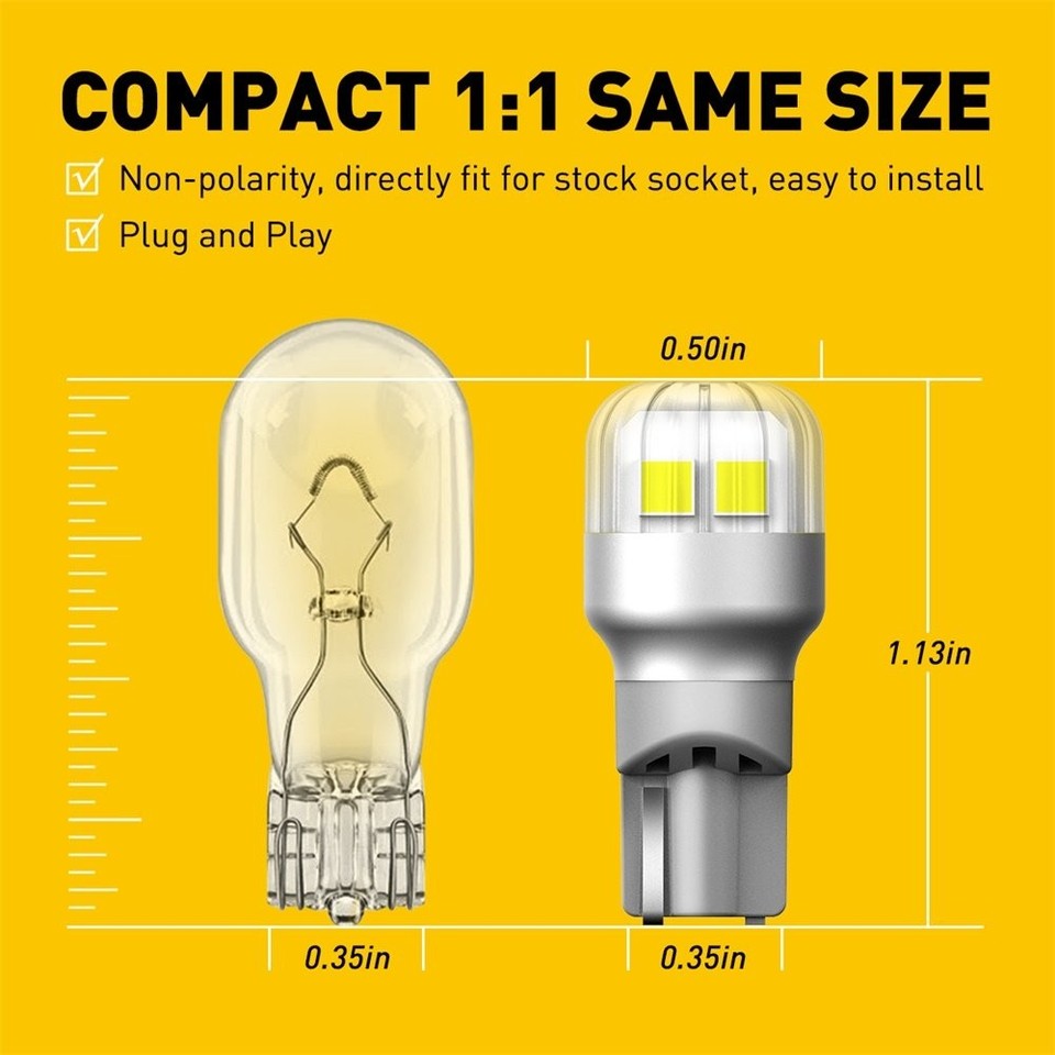 AUXITO Red LED Bulb 168 192 194 175 T10 CANBUS Tail Stop Brake Turn ...