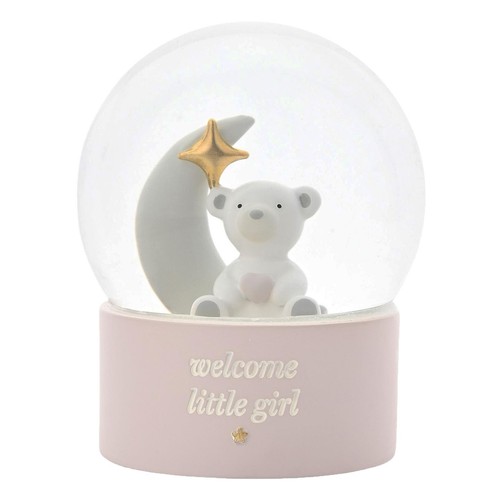 Bambino Teddy Water Globe "Welcome Little Girl" New Born Christening ...