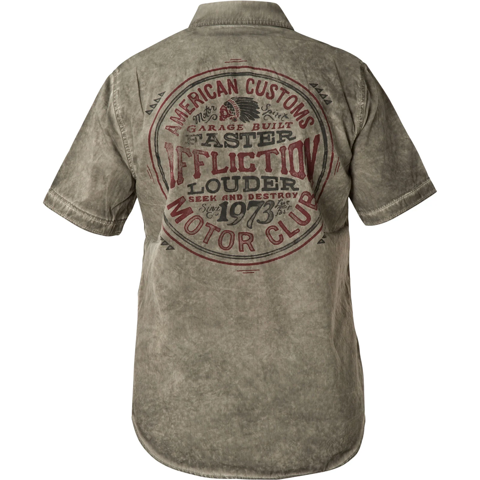 Affliction Men's Button Down Shirt Flatliner Embroidered Biker | eBay
