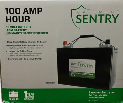 Basement Sentry 100 AMP Hour Battery STB100B 12 Volt AGM Non-Spillable ...