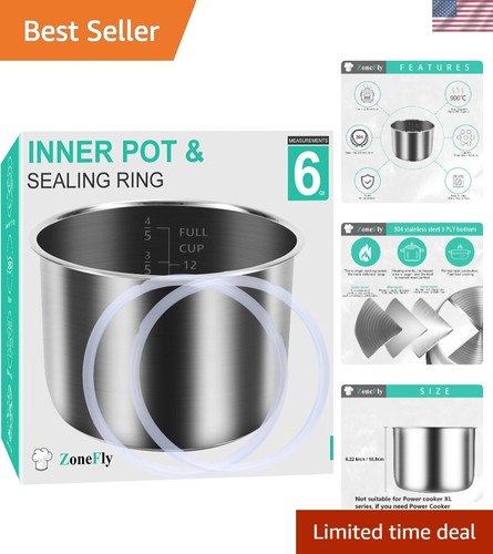 Ultimate 6 Qt Inner Pot & Silicone Sealing Ring Set for Safe Instant ...