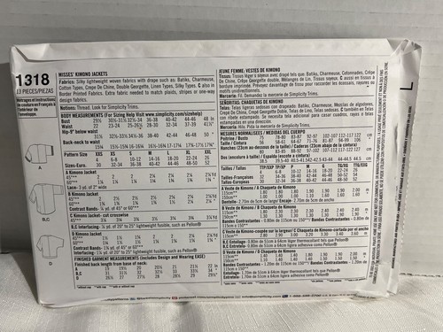 Simplicity Sewing Pattern 1318 Aka 0638 Fall Fashion Kimono Jackets ...