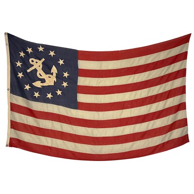 XL Vintage Wool American Yacht Ensign Anchor Boat Cloth Antique ...