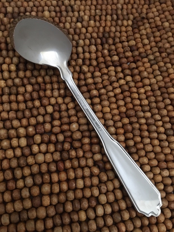Rogers Co Stainless BRENTWOOD Beaded Burnished Floral PLACE SOUP SPOON ...