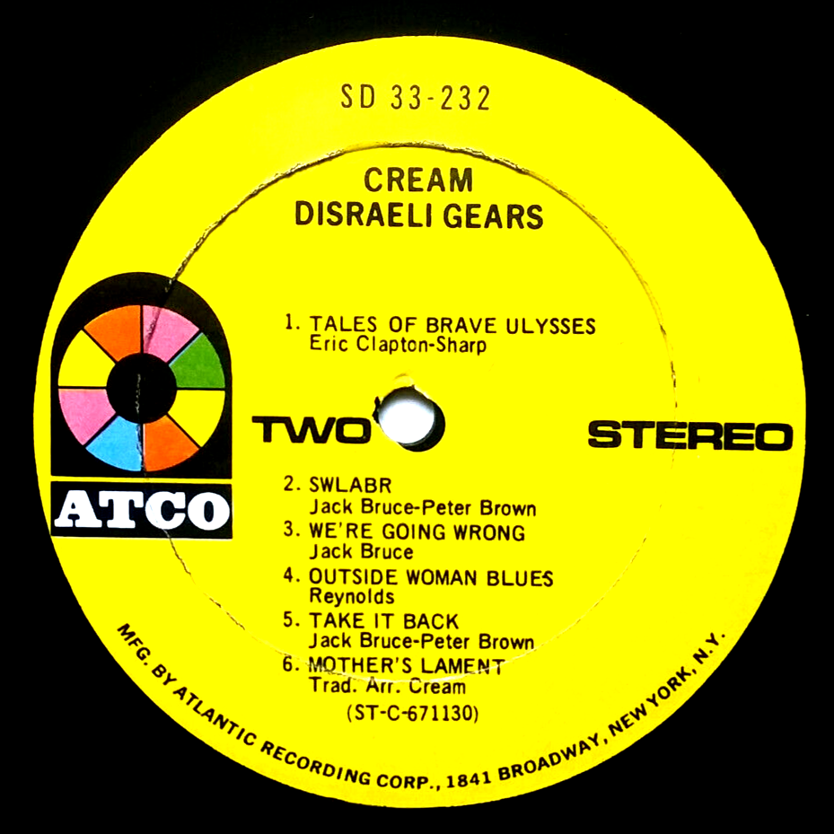 CREAM – Disraeli Gears - Vinyl LP 1967 ATCO Records SD 33-232 Psych ...