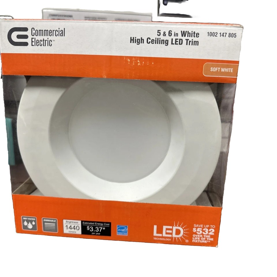 Commercial Electric 5 in. and 6 in. White Integrated LED High Lumen ...