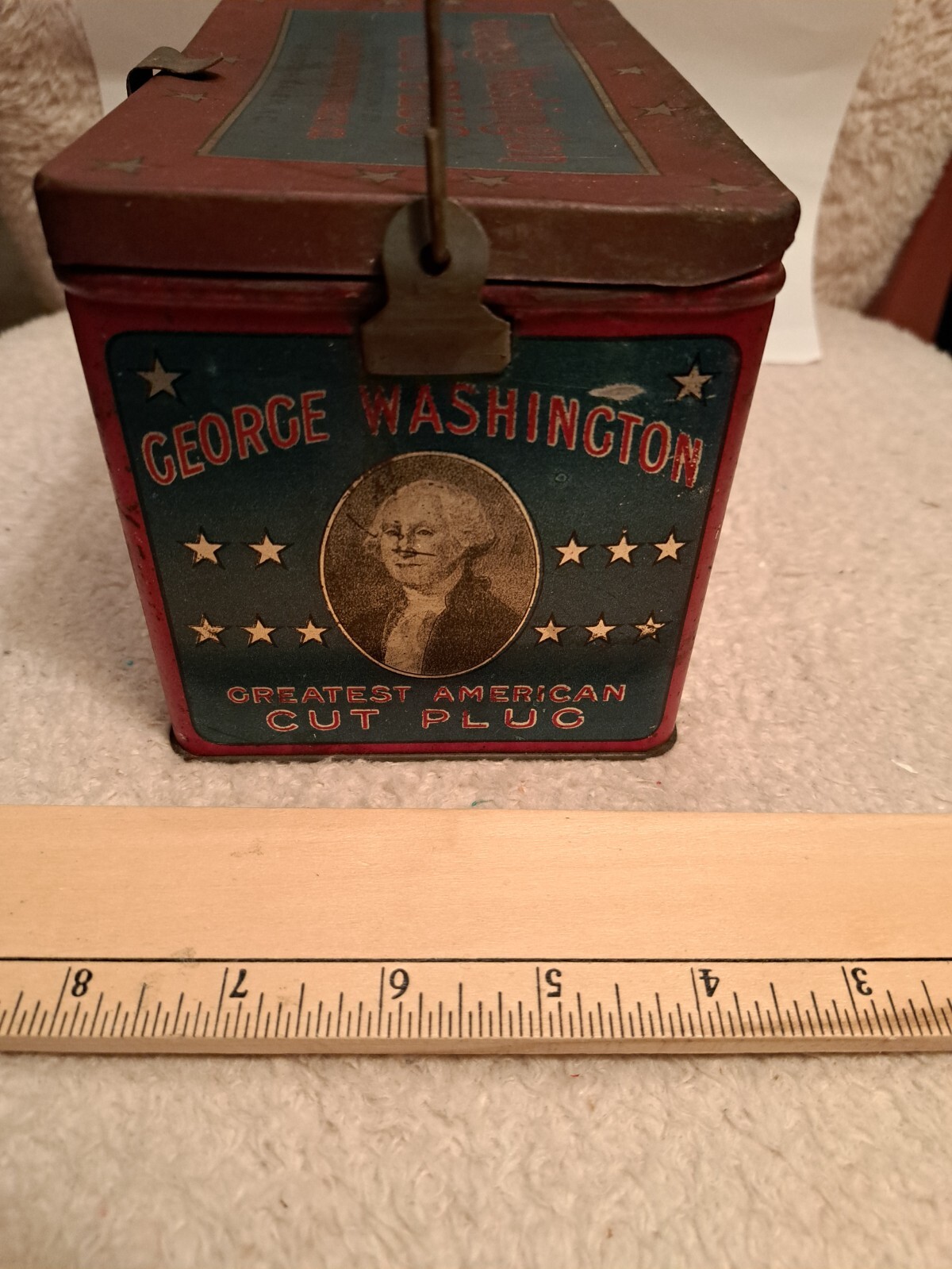 Antique George Washington Cut Plug Adv Tobacco Lunch Box Tin Litho ...