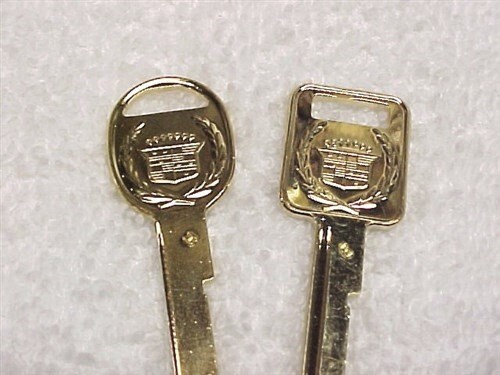 2 NOS Gold Cadillac Crest Key Blanks "E" & "H" Fit 69 73 77 81 85 | eBay