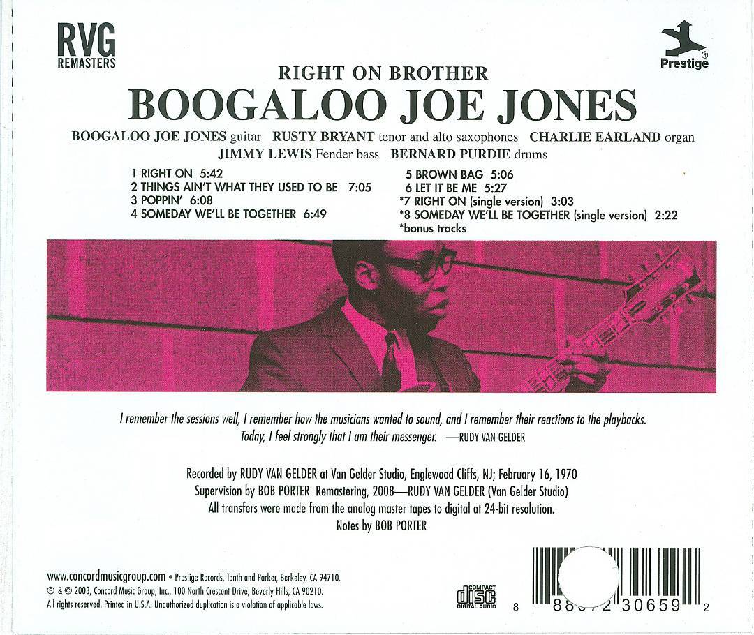 BOOGALOO JOE JONES - RIGHT ON BROTHER [BONUS TRACKS] NEW CD ...