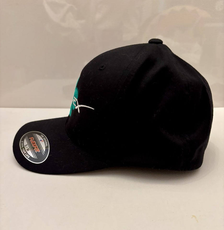 SpaceX Flexfit Hat Cap S-M Rocket Logo 4 Leaf Clover w/ Sticker Rare | eBay