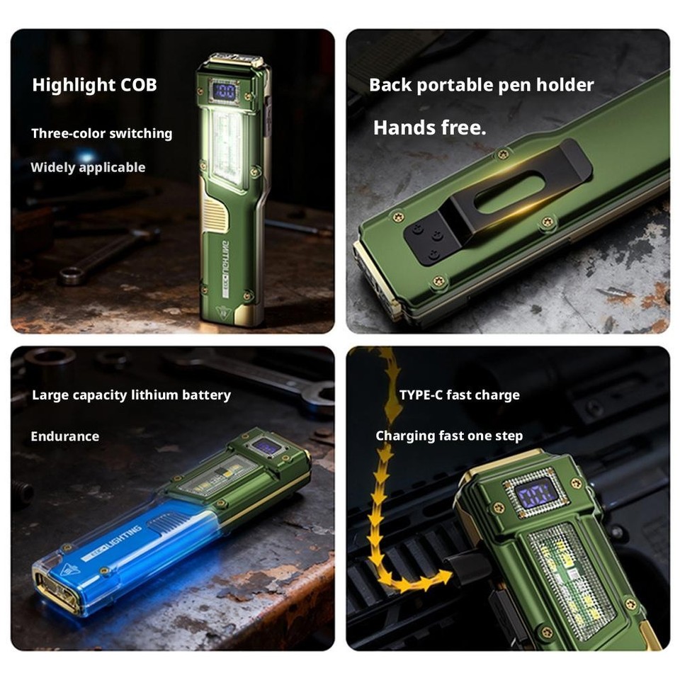 Flat Flashlights Rechargeable,Dual-Switches LED Small Flashlight. 🔥US ...