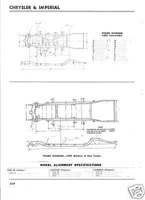 1955 1956 NOS Chrysler Imperial Frame Dimensions Front End Alignment ...