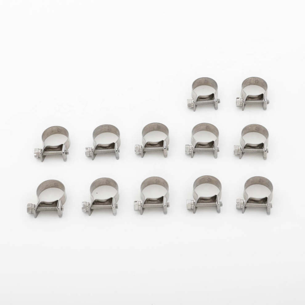 12pcs 16-18mm 5/8" - 11/16" 304 Stainless Steel Mini Hose Clamps Clips ...