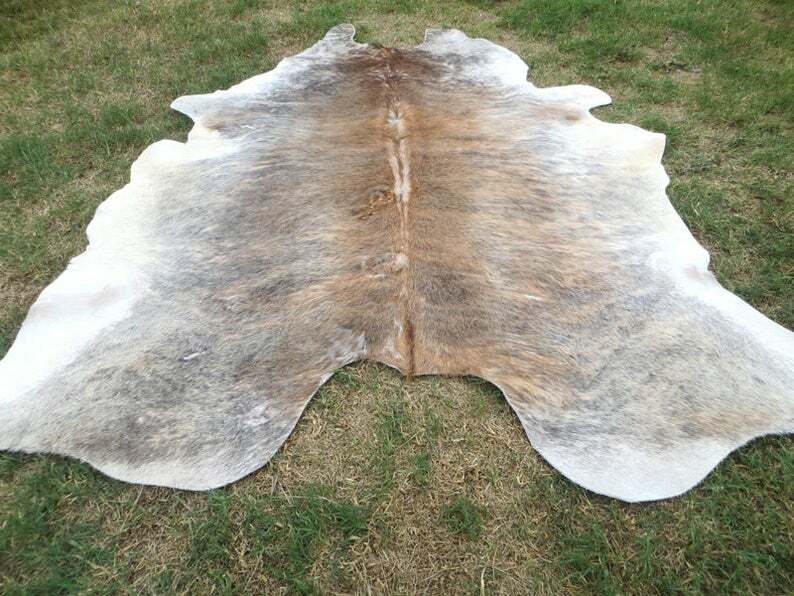 MAKE OFFER !! LARGE BRINDLE GRAY Cowhide Rug natural Cowhides Cow Hide ...