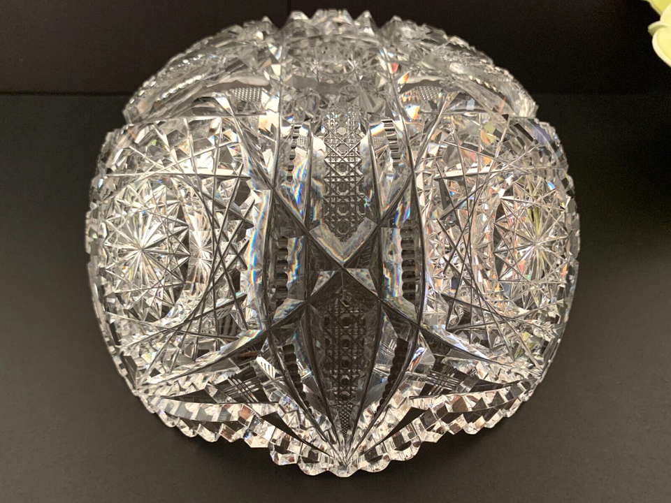 GORGEOUS ANTIQUE AMERICAN BRILLIANT PERIOD CRYSTAL CUT GLASS - 8" BOWL ...