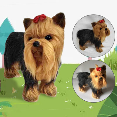 Realistic Simulation Yorkie Dog Toy Push Doll Lifelike Companion Puppy ...