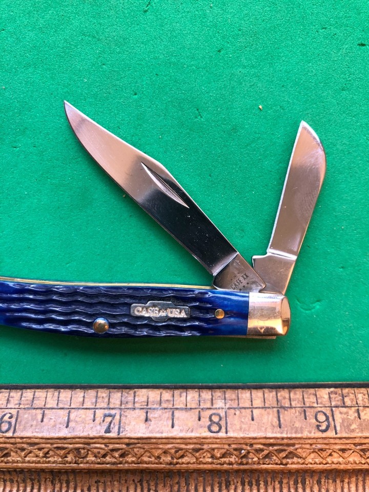 Case XX 6344 SS Medium Stockman Knife Deep Sea Blue Bone 3 Blade Pocketknife | eBay