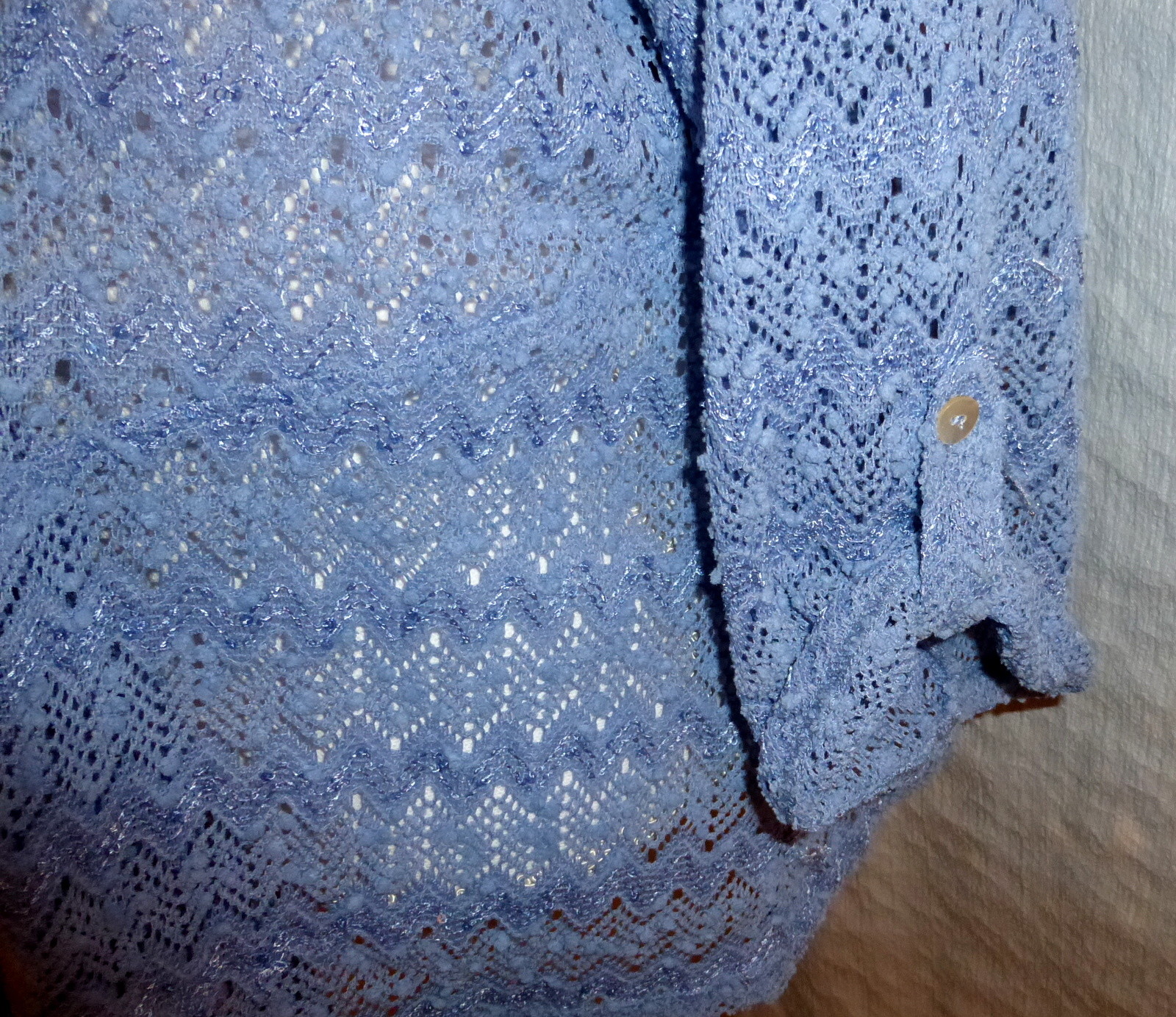 Women's Alfred Dunner Periwinkle Blue Zigzag Popcorn Knit Shrug 3/4 ...