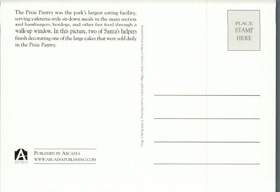 *CA Postcard-"Pixie Pantry" -Santa & Helpers Decorate Cake-Santa's Village {C26} | eBay