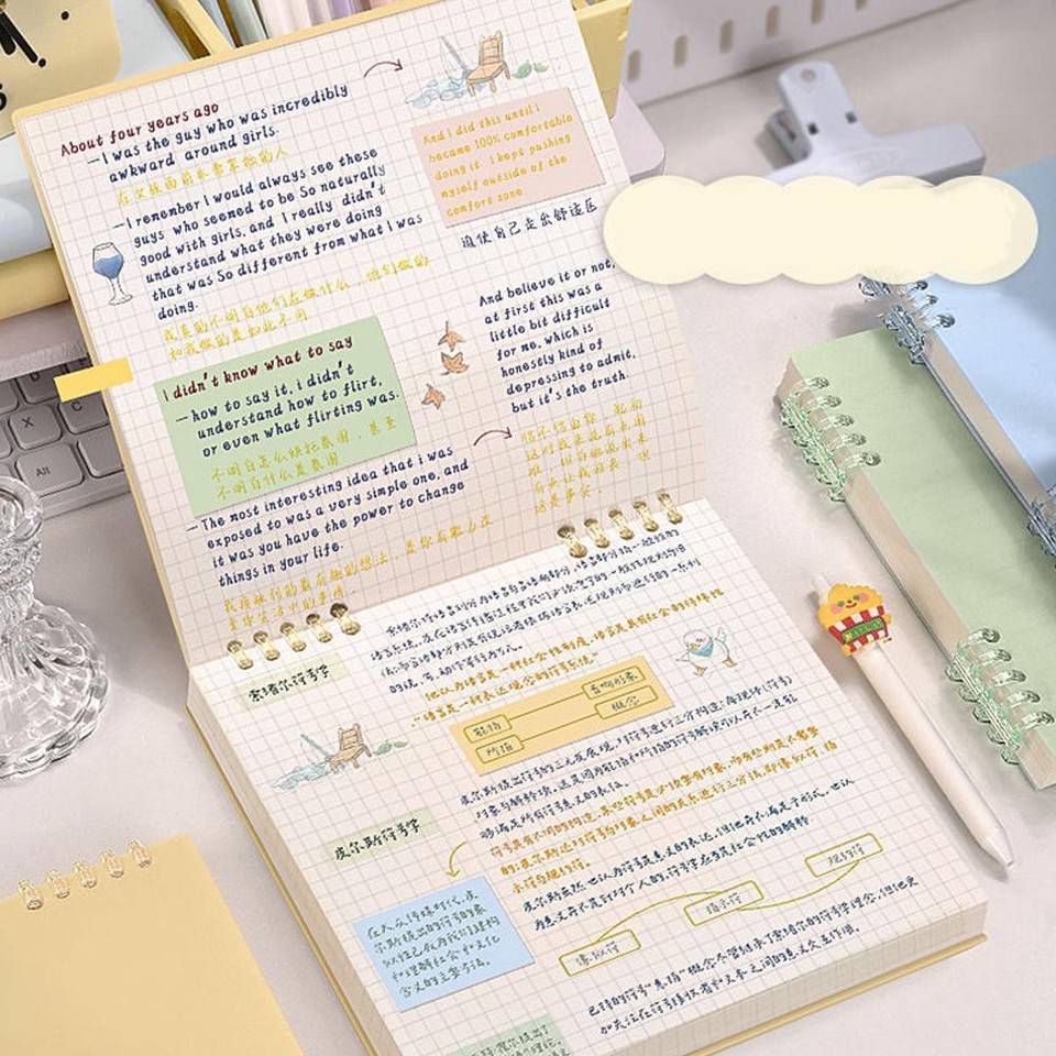 Flip Notepad Grid Notebooks Diary Leaf Notebook Sketch Book Stationery ...
