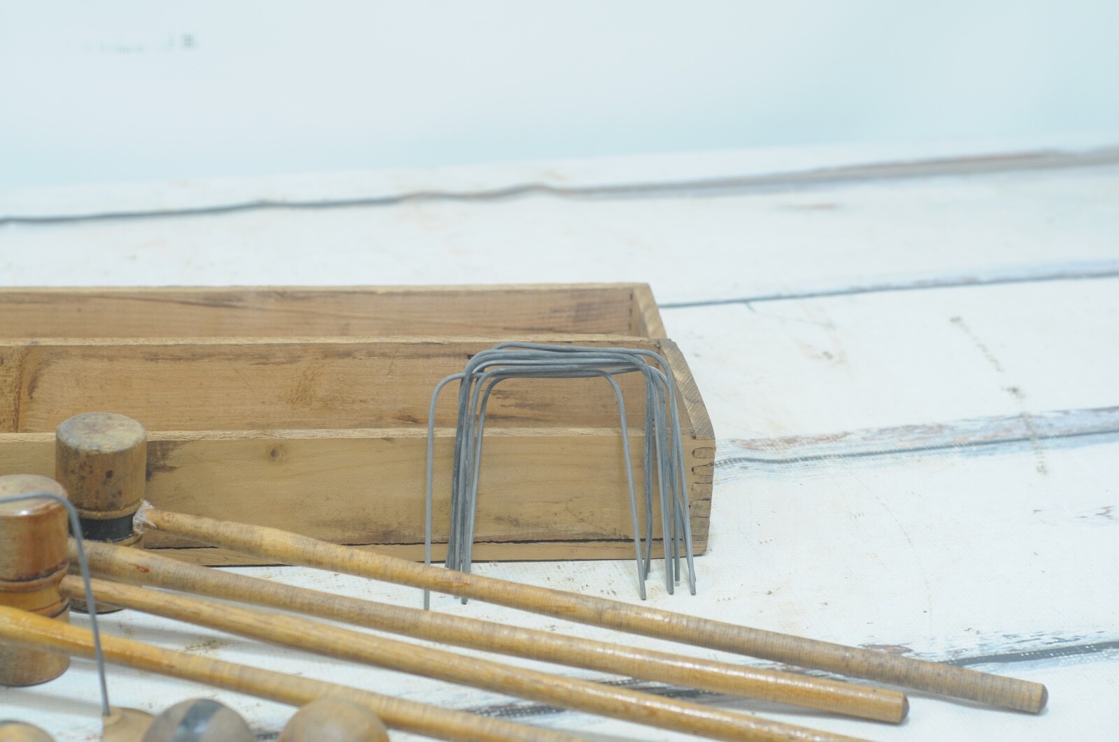 Antq Wood Croquet Set With Original Wood Box Table Croquet Set Possibly ...