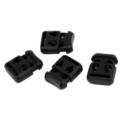 0.2" Dia Double Hole Plastic Clips Rope Cord Locks Ends Black 4 Pcs | eBay