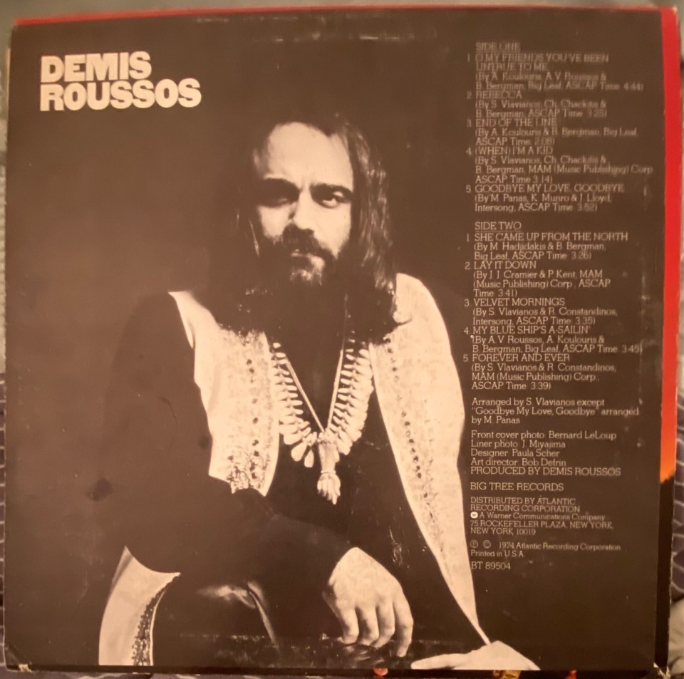 Demis Roussos-S/T-Rare 1974 Rock LP-DJ Copy-Big Tree-Near Mint | eBay