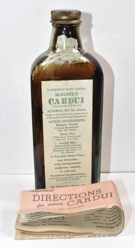 Vintage NOS McElrees Cardui Medicine Glass Bottle with Original Paper ...