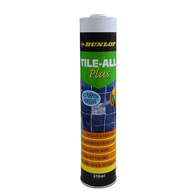 Dunlop TILE-ALL PLUS 310ml Premixed, Multi-Purpose Adhesive & Sealant ...